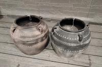 China Round Fiber Clay Planter Outdoor 5-6 Year Lifespan Custom Color for sale