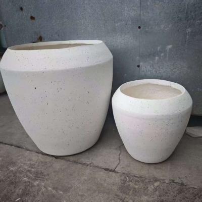 China Fiber Clay Planter Round Matte White 5-6 Years Outdoor 7-8 Years Indoor for sale