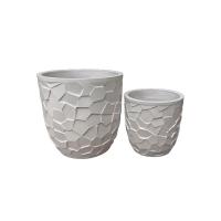 China White Round Fiber Clay Planter Irregular Polygonal Mosaic Pattern Custom Color 5-6 Years Outdoor for sale