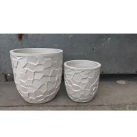China White Round Fiber Clay Planter Irregular Polygonal Mosaic Pattern Custom Color 5-6 Years Outdoor for sale