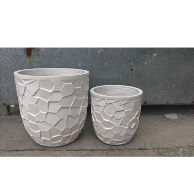 China White Round Fiber Clay Planter Irregular Polygonal Mosaic Pattern Custom Color 5-6 Years Outdoor for sale