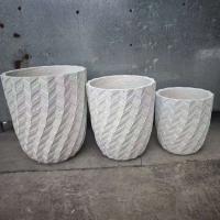 China Herringbone Pattern White Round Fiber Clay Planter Frame Entrances for sale