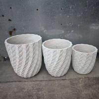 China Herringbone Pattern White Round Fiber Clay Planter Frame Entrances for sale