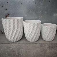 China Herringbone Pattern White Round Fiber Clay Planter Frame Entrances for sale