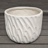 China White Round Fiber Clay Planter 5-6 Year Outdoor Lifespan Garden Landscaping for sale