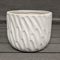 China White Round Fiber Clay Planter 5-6 Year Outdoor Lifespan Garden Landscaping for sale