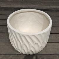 China White Round Fiber Clay Planter 5-6 Year Outdoor Lifespan Garden Landscaping for sale