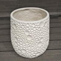 China Pebble  Shaped Protrusion Pattern White Clean Cylindrical Shape Fiber Clay Planter for sale