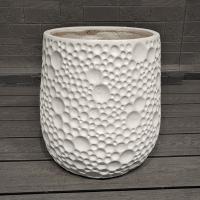 China Pebble  Shaped Protrusion Pattern White Clean Cylindrical Shape Fiber Clay Planter for sale