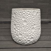 China Pebble  Shaped Protrusion Pattern White Clean Cylindrical Shape Fiber Clay Planter for sale