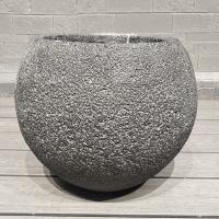 China Grey Textured  Round Fiber Clay Planter With Natural Rock-like Pattern for sale