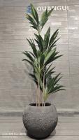 China Grey Textured  Round Fiber Clay Planter With Natural Rock-like Pattern for sale