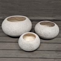 China Fiber Clay Planter Durable Round Flower Pot 5-6 Years Outdoor Lifespan Custom Color for sale
