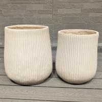 China Fiber Clay Planter Round Textured 3 Sizes Custom Color Durable Lightweight Indoor Outdoor for sale