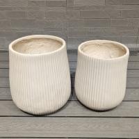 China Fiber Clay Planter Round Textured 3 Sizes Custom Color Durable Lightweight Indoor Outdoor for sale