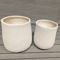 China Fiber Clay Planter Round Textured 3 Sizes Custom Color Durable Lightweight Indoor Outdoor for sale