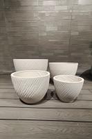 China White Round Fiber Clay Planter Modern Hand Carved Durable 5-6 Years Outdoor for sale