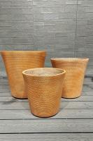 China Fiber Clay Planter Round Textured Dotted Pattern 3 Sizes Custom Color for Indoor Outdoor Decoration for sale
