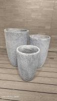 China Geometric Cracked - Like Design Grey Round Fiber Clay Planter Mosaic Pattern for sale