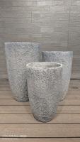 China Geometric Cracked - Like Design Grey Round Fiber Clay Planter Mosaic Pattern for sale