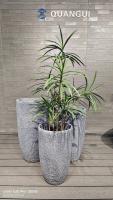 China Geometric Cracked - Like Design Grey Round Fiber Clay Planter Mosaic Pattern for sale
