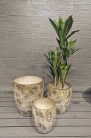 China Fiber Clay Planter Lightweight Durable Round Garden Pot 3 Sizes Custom Color for sale