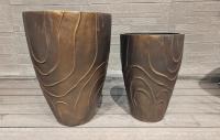 China Bronze - Brown Irregular Flowing Wave Round Fiber Clay Planter for sale