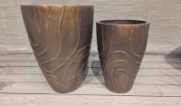 China Bronze - Brown Irregular Flowing Wave Round Fiber Clay Planter for sale