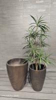China Bronze - Brown Irregular Flowing Wave Round Fiber Clay Planter for sale