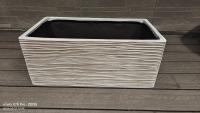 China Unique White Flower Pots Horizontal Stacked-ring Rectangular Fiberclay Gardens Landscaping Project for sale