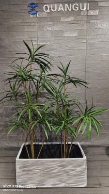 China Unique White Flower Pots Horizontal Stacked-ring Rectangular Fiberclay Gardens Landscaping Project for sale