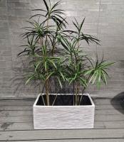 China Unique White Flower Pots Horizontal Stacked-ring Rectangular Fiberclay Gardens Landscaping Project for sale