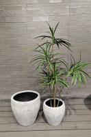 China Fiber Clay Planter White Mosaic Brick Design Lightweight Durable 5-6 Years Outdoor for sale