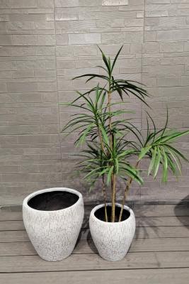 China Fiber Clay Planter White Mosaic Brick Design Lightweight Durable 5-6 Years Outdoor for sale