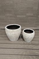 China Fiber Clay Planter White Mosaic Brick Design Lightweight Durable 5-6 Years Outdoor for sale