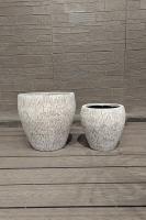 China Fiber Clay Planter White Mosaic Brick Design Lightweight Durable 5-6 Years Outdoor for sale