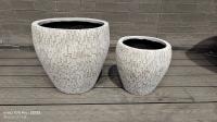 China Fiber Clay Planter White Mosaic Brick Design Lightweight Durable 5-6 Years Outdoor for sale