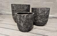 China Fiber Clay Planter Round Mosaic Design 3 Sizes Custom Color Durable Lightweight for sale