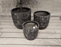 China Fiber Clay Planter Round Mosaic Design 3 Sizes Custom Color Durable Lightweight for sale