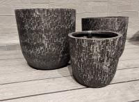 China Fiber Clay Planter Round Mosaic Design 3 Sizes Custom Color Durable Lightweight for sale