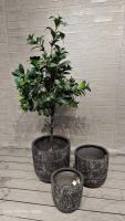 China Fiber Clay Planter Round Mosaic Design 3 Sizes Custom Color Durable Lightweight for sale