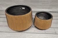 China Fiber Clay Planter Round Stripe Pattern Durable 5-6 Years Outdoor Decoration for sale