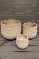 China Fiber Clay Planter Round Dual Texture 3 Sizes Custom Color Indoor Outdoor Durable Lightweight for sale