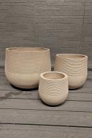 China Fiber Clay Planter Round Dual Texture 3 Sizes Custom Color Indoor Outdoor Durable Lightweight for sale