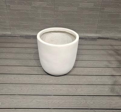 China White Matte Round Fiber Clay Commercial Outdoor Planter 5-6 Year Lifespan for sale