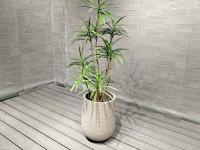 China Light Grayish White Fiber Clay Planter Round Geometric Pattern Durable 5-6 Years Outdoor for sale