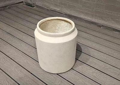 China Light Beige Fiber Clay Planter Straight Cylinder Outdoor Architectural Landscaping 5-6 Years for sale