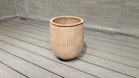 China Light Tan Studded Fiber Clay Outdoor Planter Round Architectural Landscaping 5-6 Years for sale