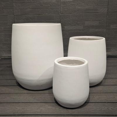 China Quangui Fiber Clay Planter Round 60cm Modern Floor Planter for Indoor Outdoor Use for sale