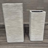 China Fiber Clay Planter Round 7-8 Year Indoor Life Custom Color Drainage Holes for sale